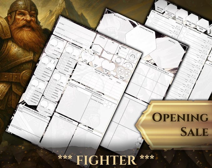 Dnd 5e Character Sheet Fighter Printable and Fillable PDF D&D 5e - Etsy ...