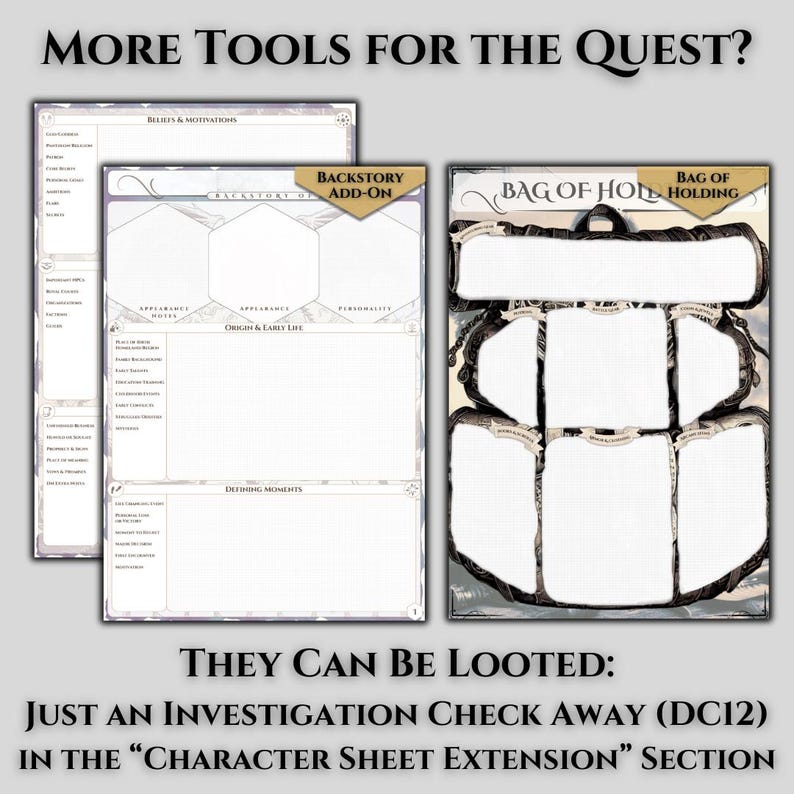 Warlock Lady Dnd 5e Character Sheet | 5-page Printable PDF Journal for ...