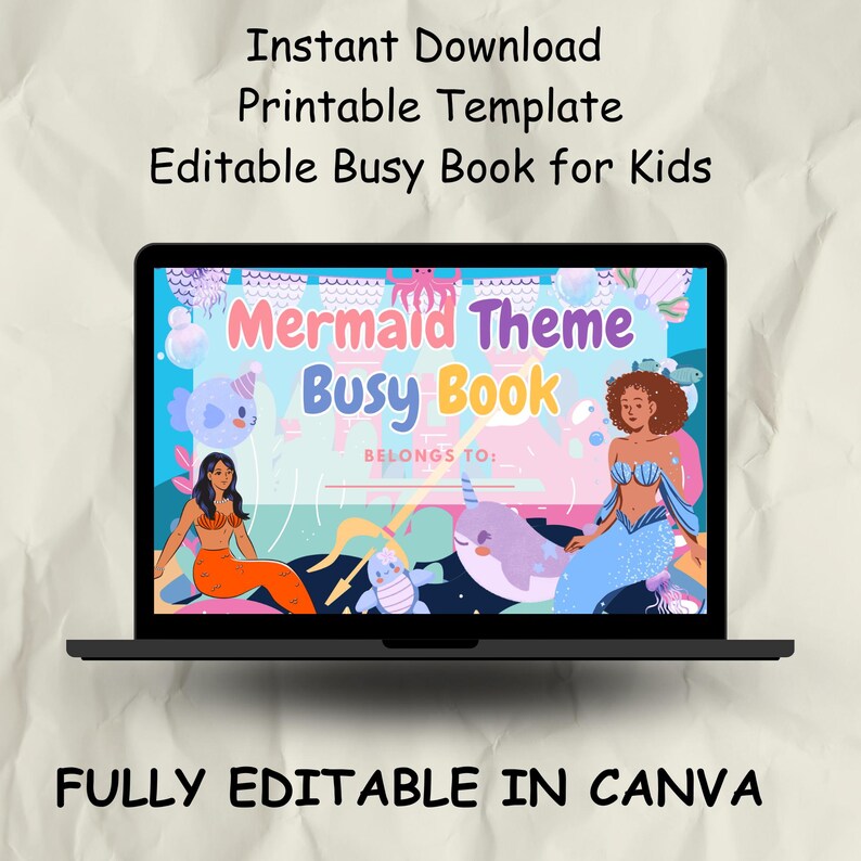 Mermaid Theme Busy Book for Kids, Educational Learning Activity Book ...