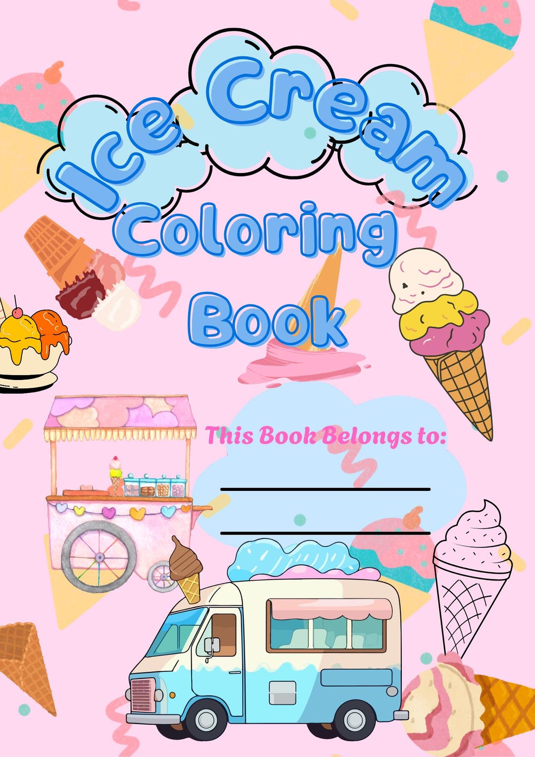 Ice Cream Coloring Activity Book - Etsy