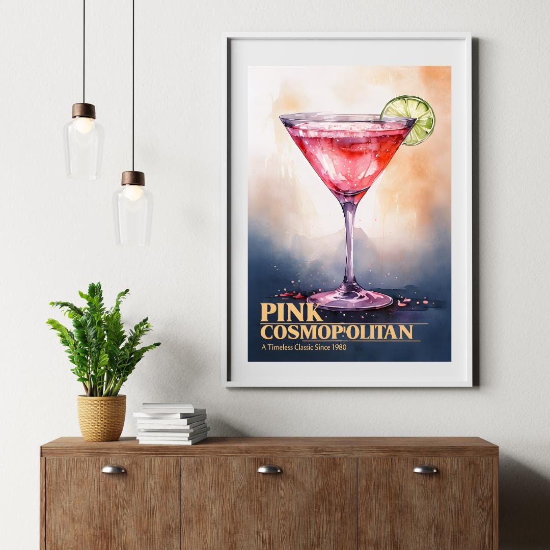 Pink Cosmopolitan Watercolour Digital Print - Etsy