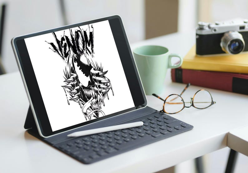 Venom Art Print, Symbiote Design, Horror Comic Decor, Edgy Villain ...