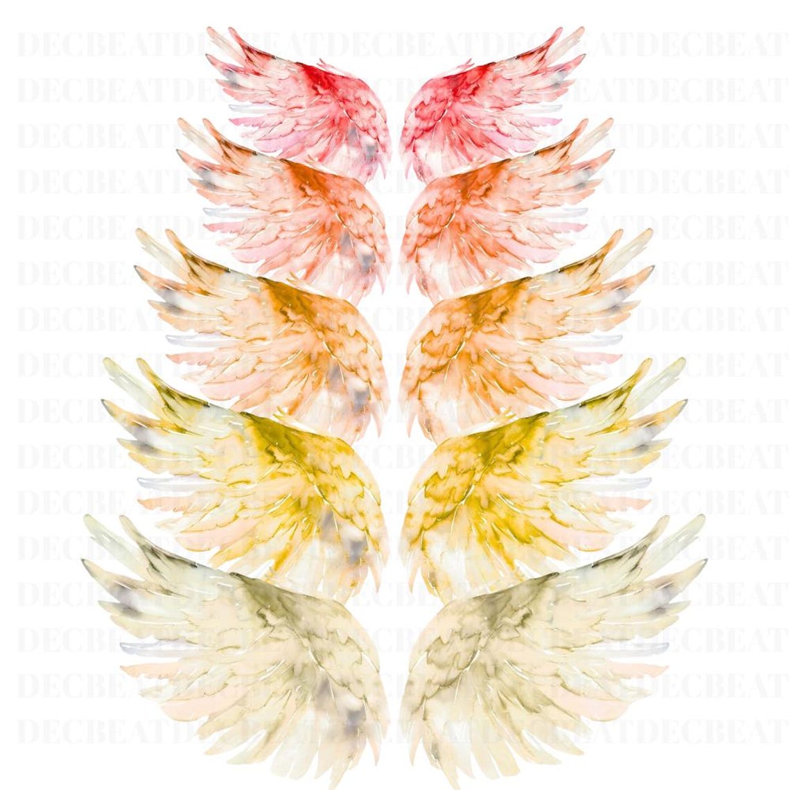 Watercolor Angel Wings Clipart: Golden Fantasy Art (PNG, SVG, JPG ...