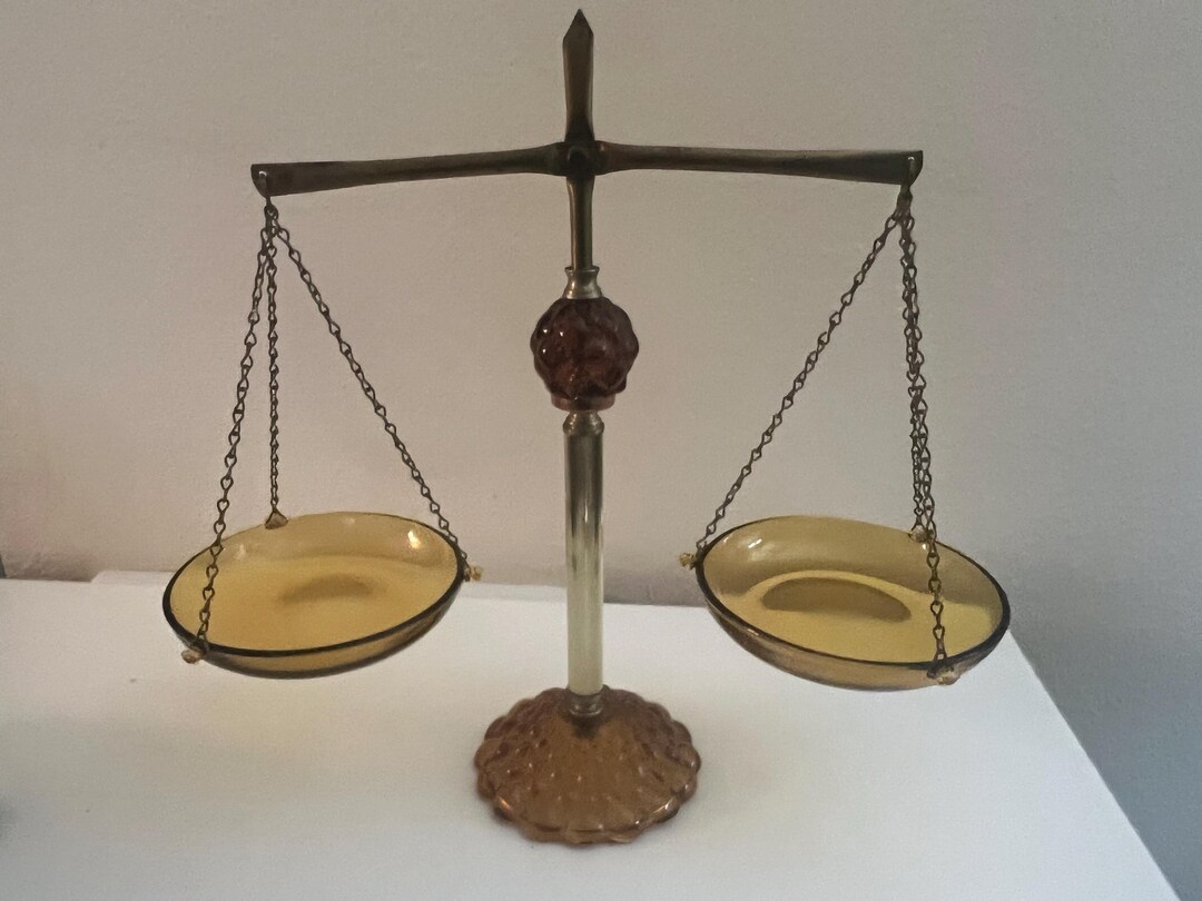 Princess House Amber Glass & Brass Balance Scale - Etsy