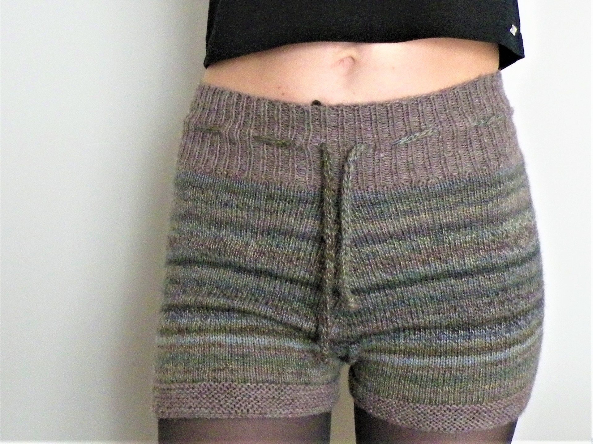 Hand Knit Wool Blend High Waisted Shorts - Hiking Yoga - Etsy