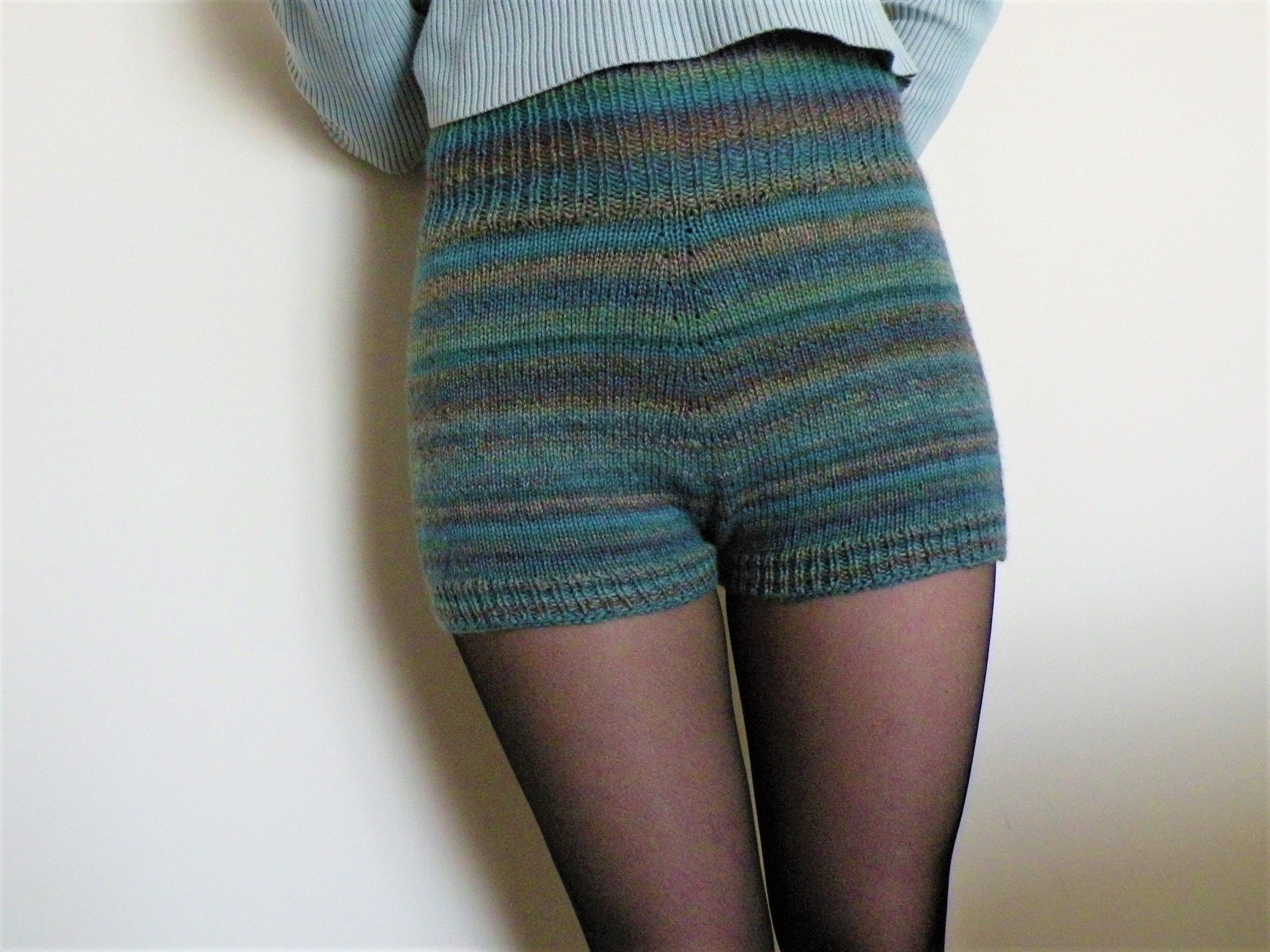 Womens Wool Shorts Hiking Shorts Hand Knitted Women Knit Underwear High ...