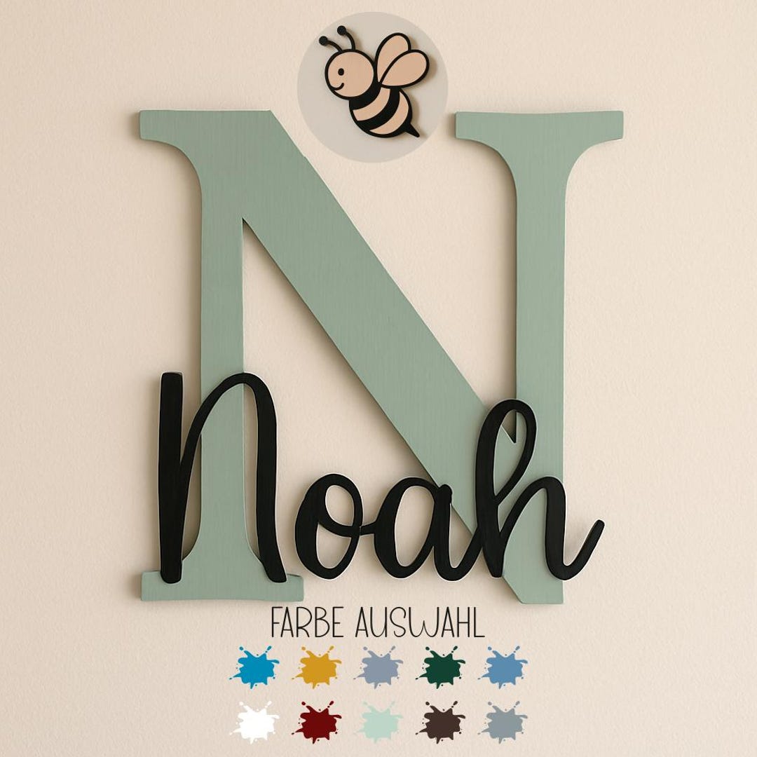 Wooden Nameplate for Children's Room – Personalized Door Sign With Name ...