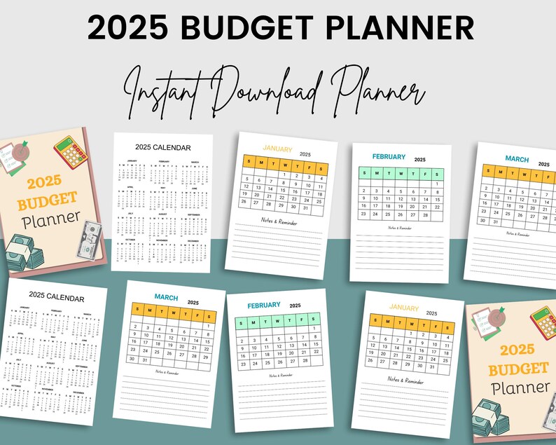 Financial Planner Bill Calendar Debt Tracker, Monthly Biweekly Budget ...