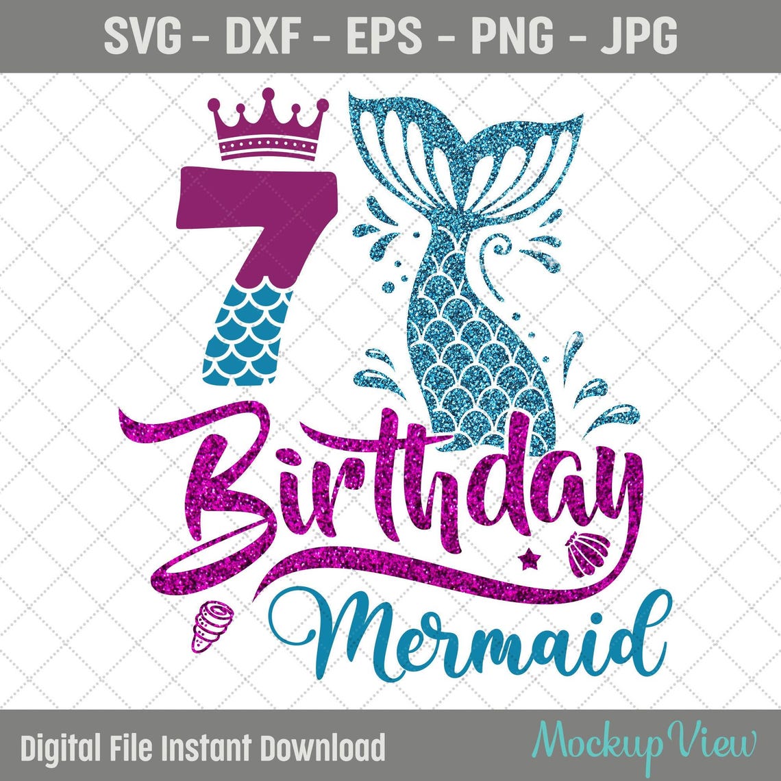 7 Years Old Birthday Mermaid SVG, 7th Birthday Mermaid Svg, Mermaid ...