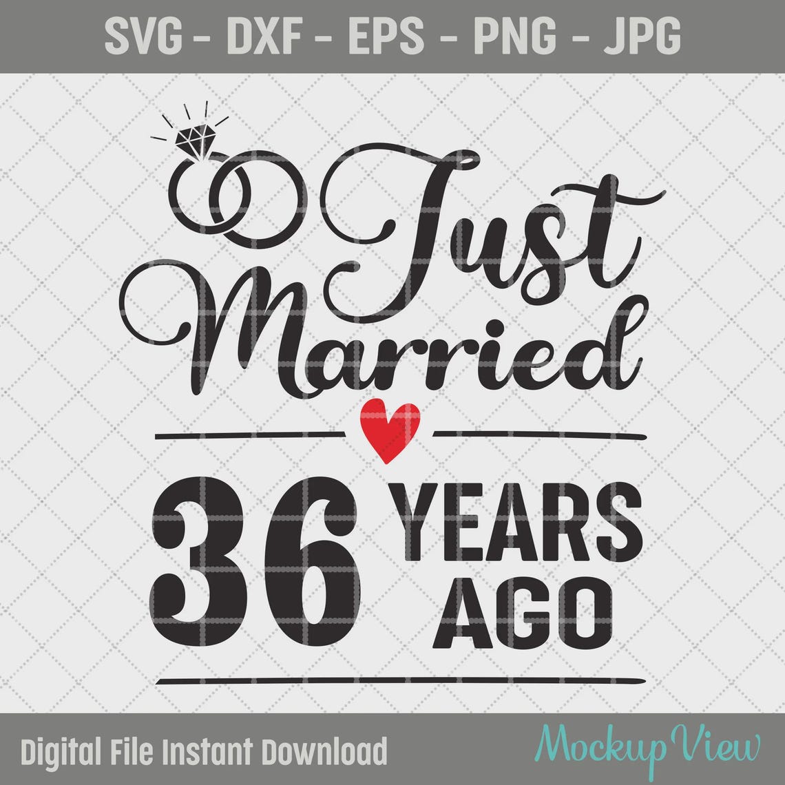 Just Married 36 Years Ago SVG, 36th Wedding Anniversary Gift for Wife ...