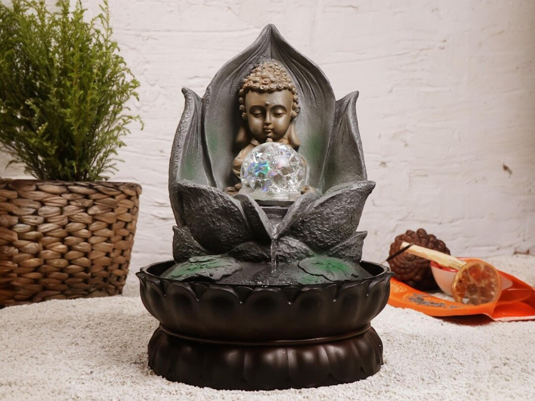 River-themed Waterfall Fountain With LED Lights 20x20x30 Cm Indoor ...