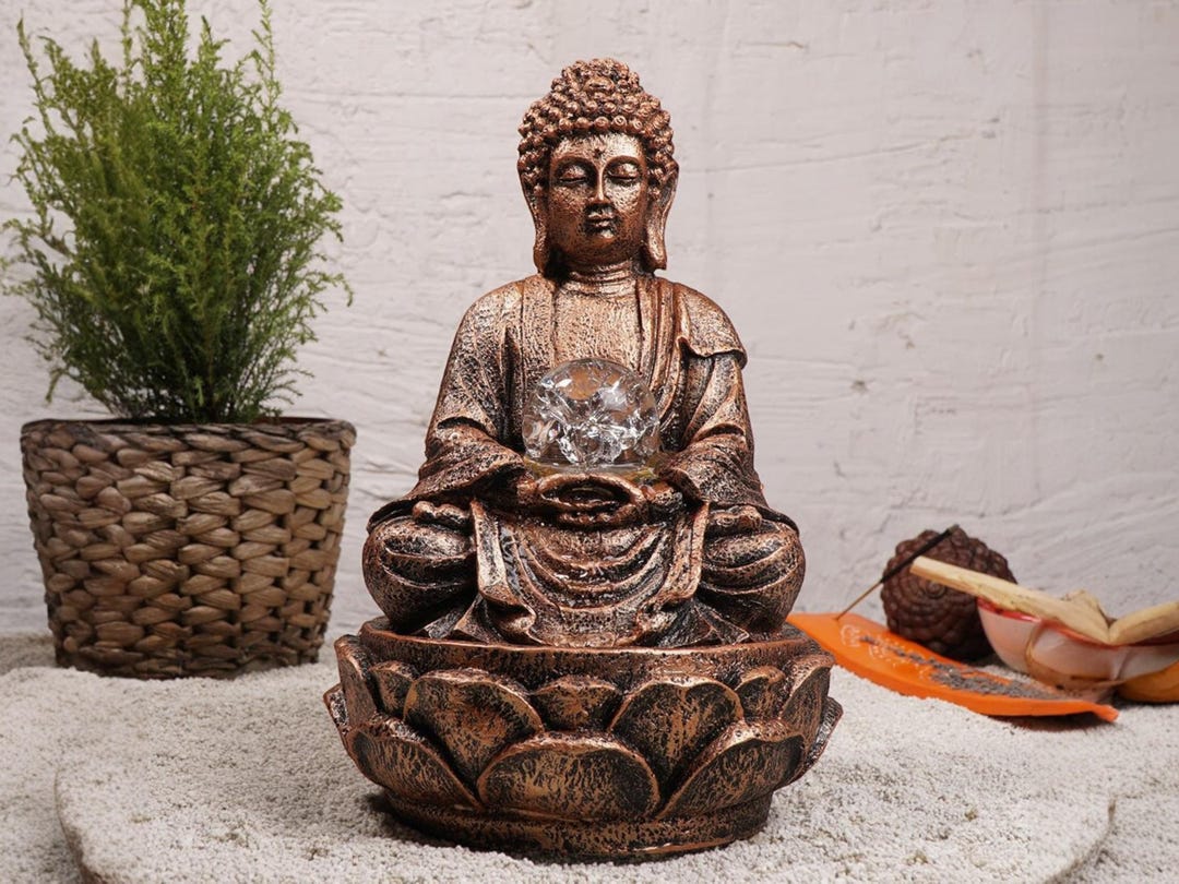 Zen Lord Buddha Waterfall Fountain With LED Lights Relaxing Home ...