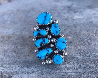 Heart Shape Turquoise Cluster Ring. - Etsy
