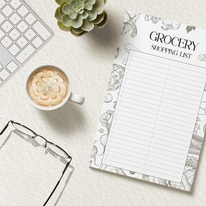 Minimalist Grocery Shopping List Printable & Fillable | A4, A5, Letter ...