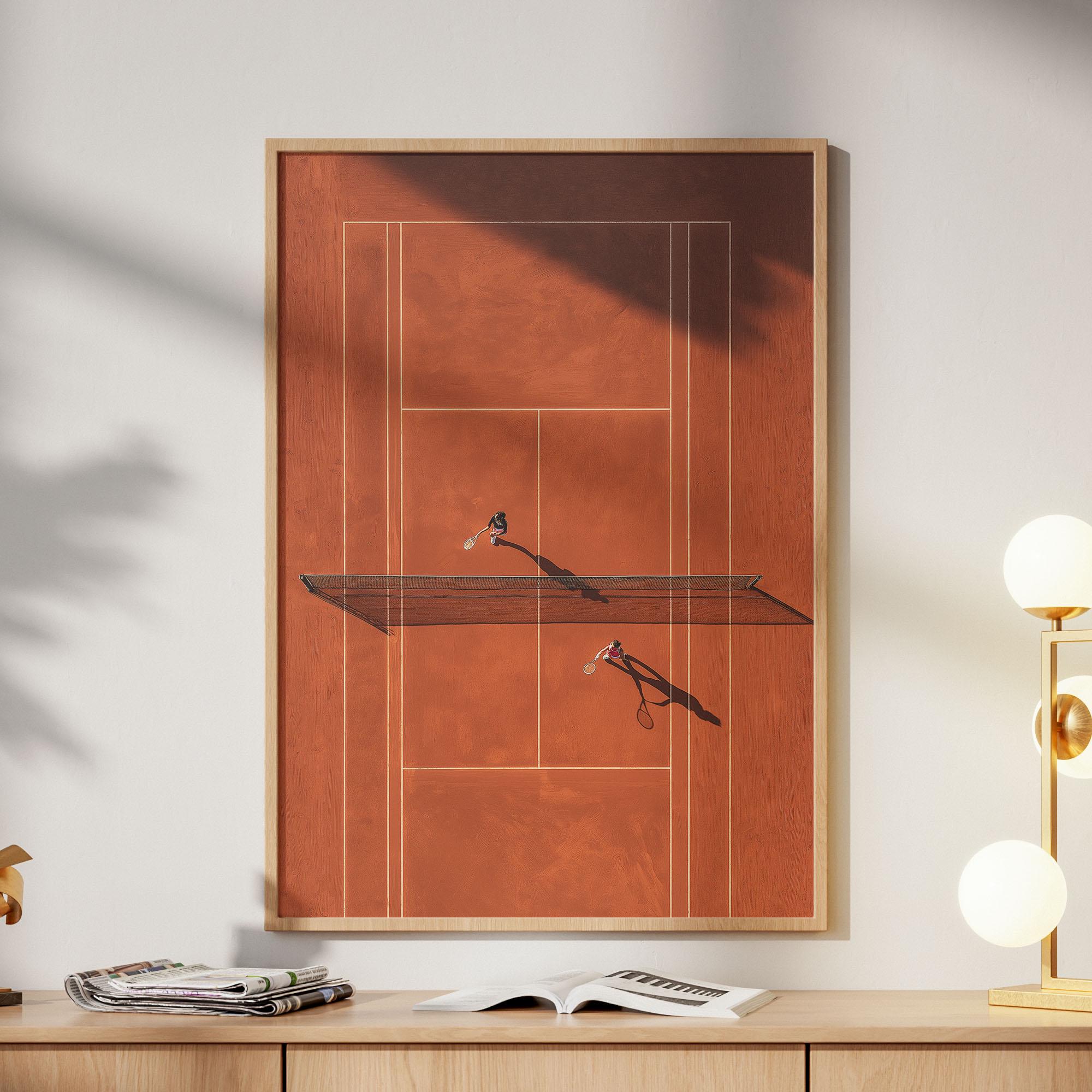 Tennis Court Printable Wall Art | Minimalist Clay Court Poster | Sports ...