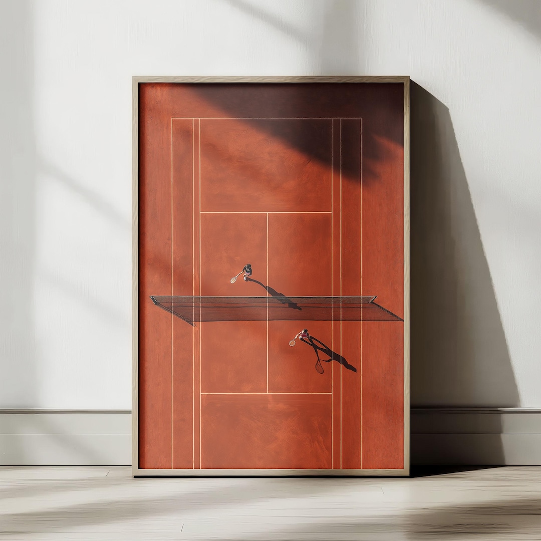 Tennis Court Printable Wall Art | Minimalist Clay Court Poster | Sports ...