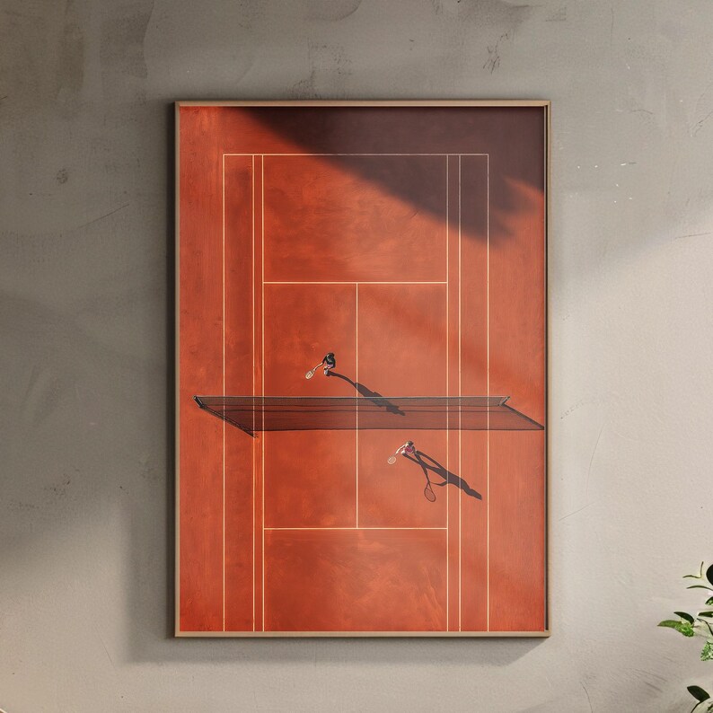 Tennis Court Printable Wall Art | Minimalist Clay Court Poster | Sports ...