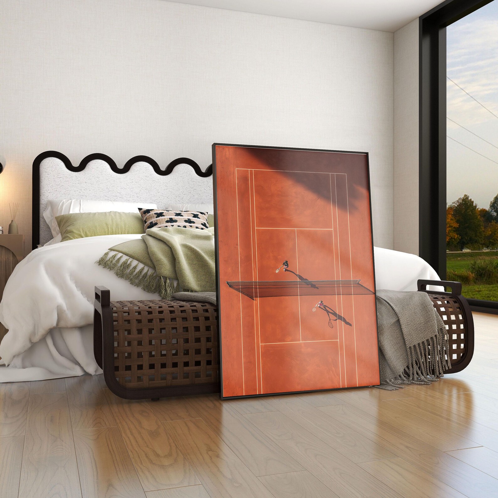 Tennis Court Printable Wall Art | Minimalist Clay Court Poster | Sports ...