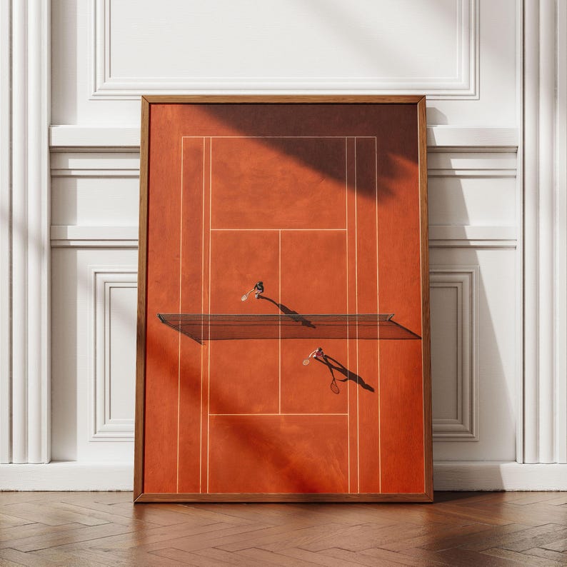 Tennis Court Printable Wall Art | Minimalist Clay Court Poster | Sports ...