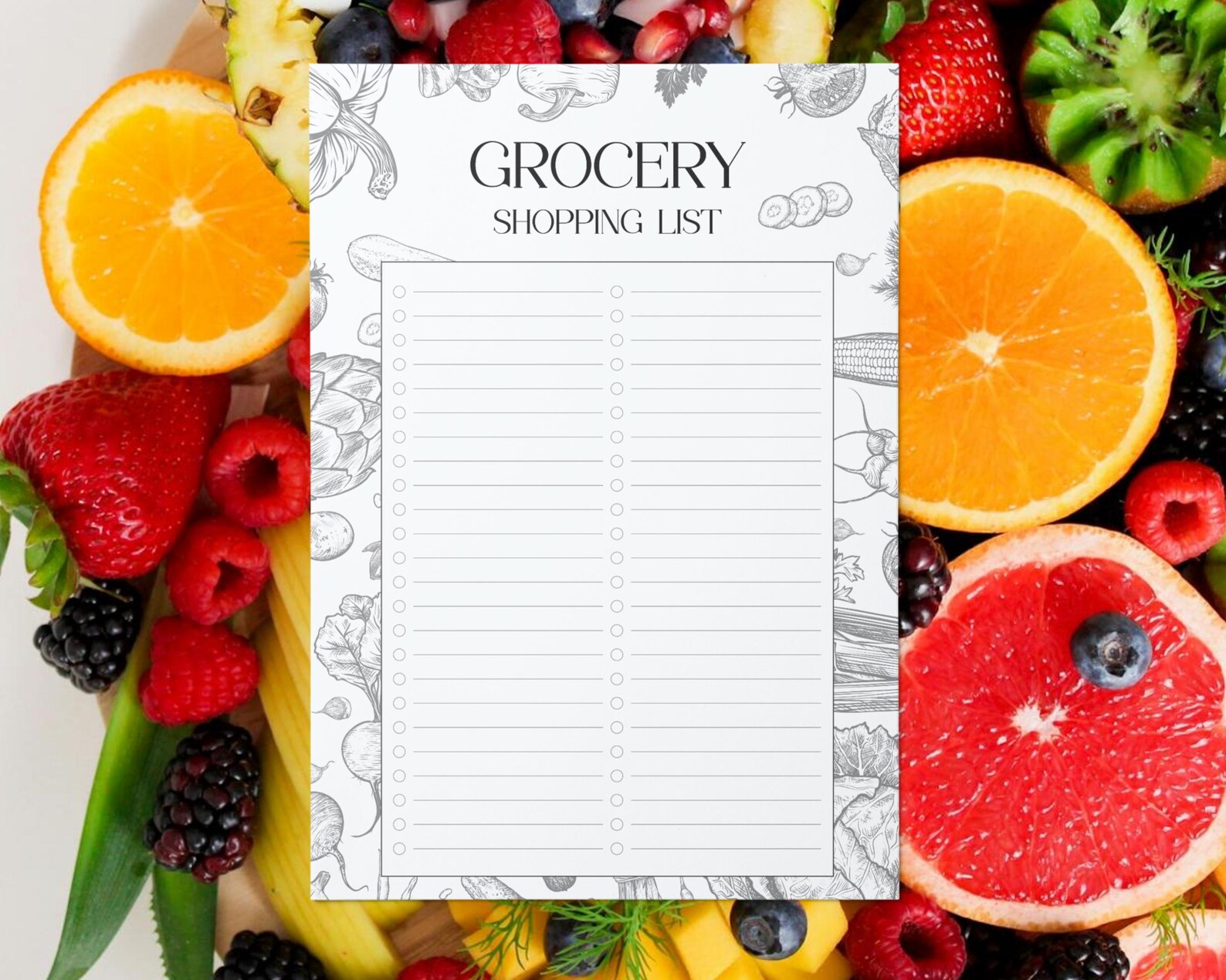 Minimalist Grocery Shopping List Printable & Fillable | A4, A5, Letter ...