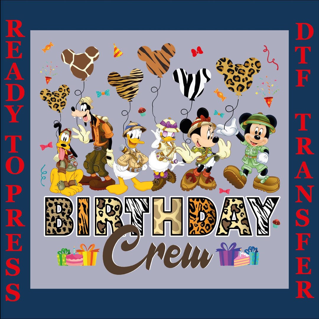 Birthday Crew Dtf Transfer, Graffiti Style Dtf, Disney Birthday Party ...