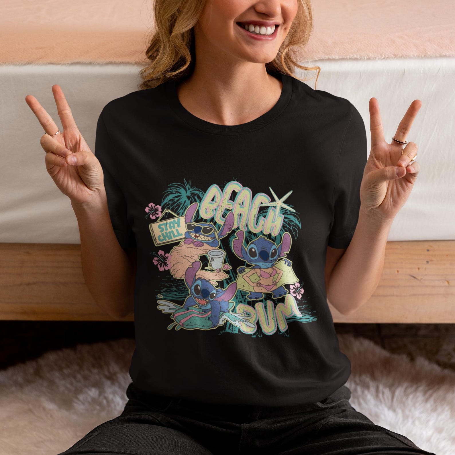 Stitch Beach Bum DTF Transfer: Summer Family Vacation Design - Ready to ...