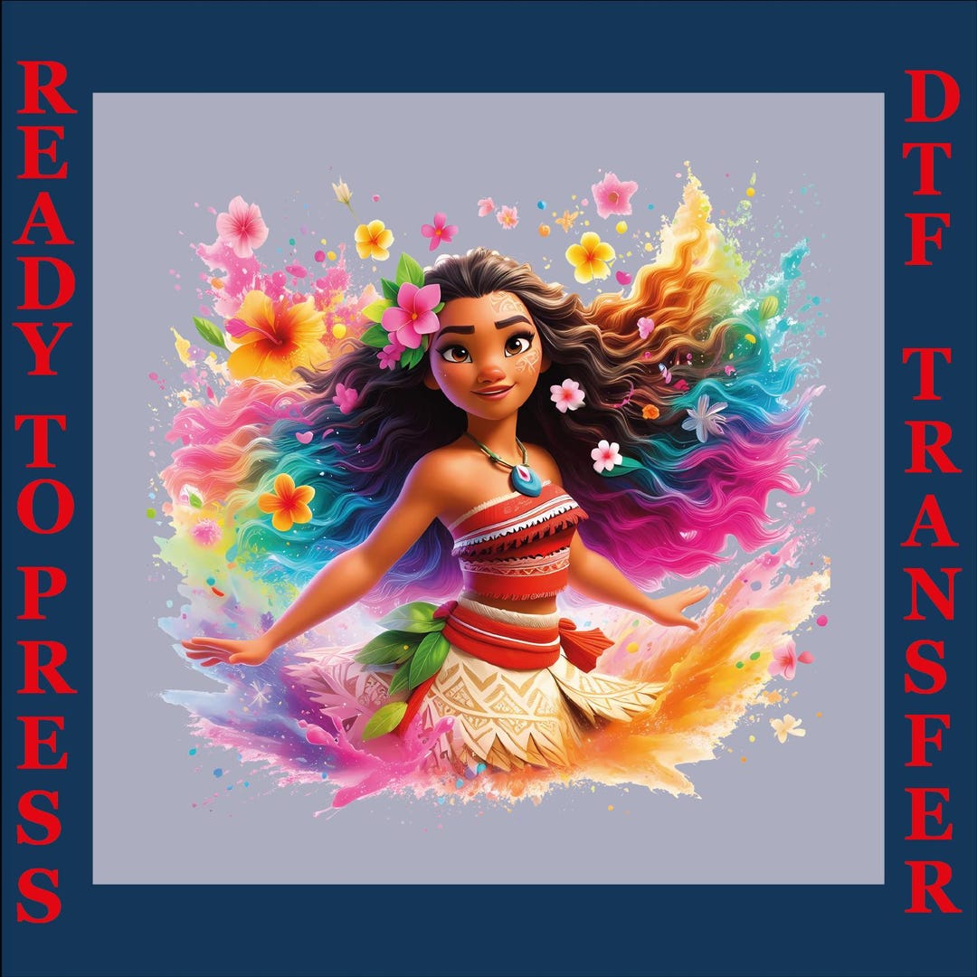 Moana Disney Princess DTF Heat Press Transfer - Etsy
