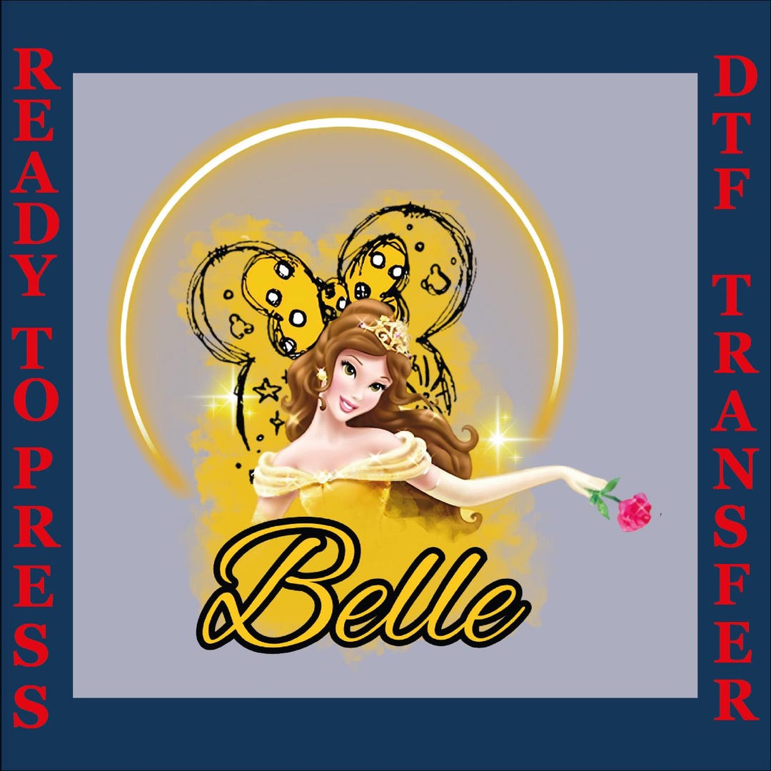 Disney Belle Bow DTF, Disney Princesses DTF, Princess Belle DTF ...