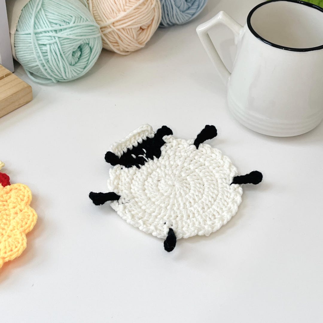 Beginner Friendly Sheep Coaster Crochet Pattern PDF, Easy Mug Rug With ...