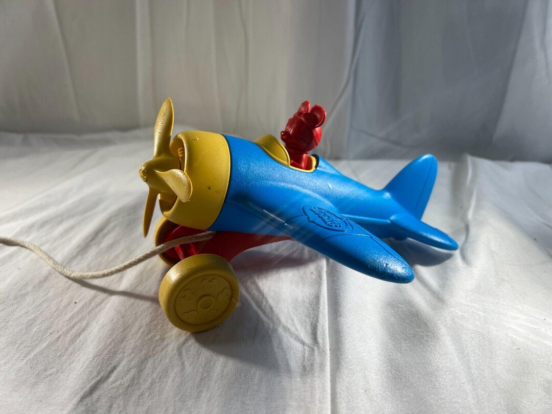 Disney Baby Green Toys Mickey Mouse Airplane Pull Toy Wobble Plane 100% ...