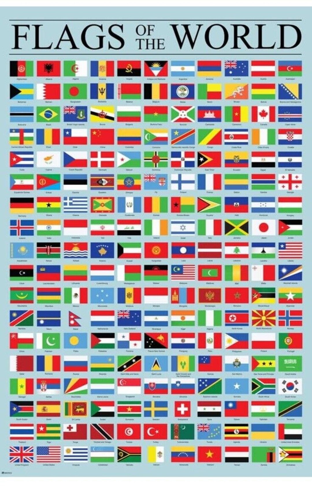 Flags of the World Classroom Reference Chart National Canvas Poster ...
