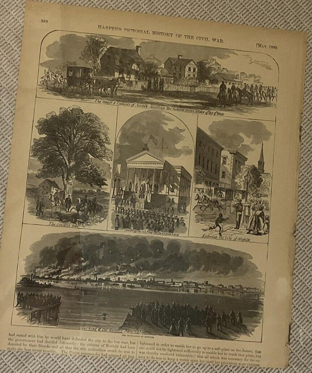 Norfolk Truce Flag Council Tree Civil War Authentic Wood Engravings ...