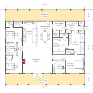 Barndominium House Plans PDF, 3 Bedroom Modern Farmhouse Floor Plan ...