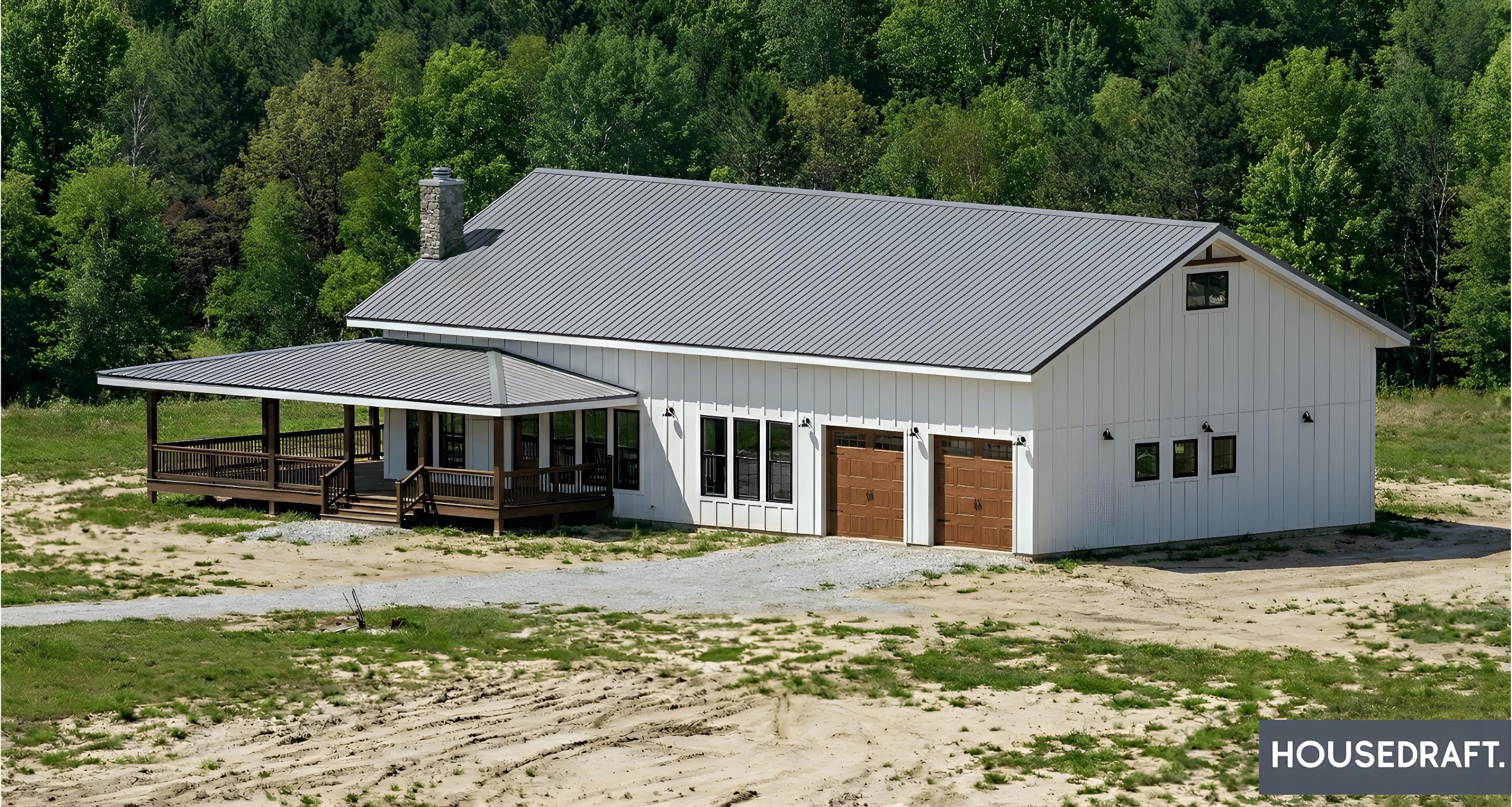 Barndominium House Plans With 2 Car Garage and 3 Bedrooms, Modern ...