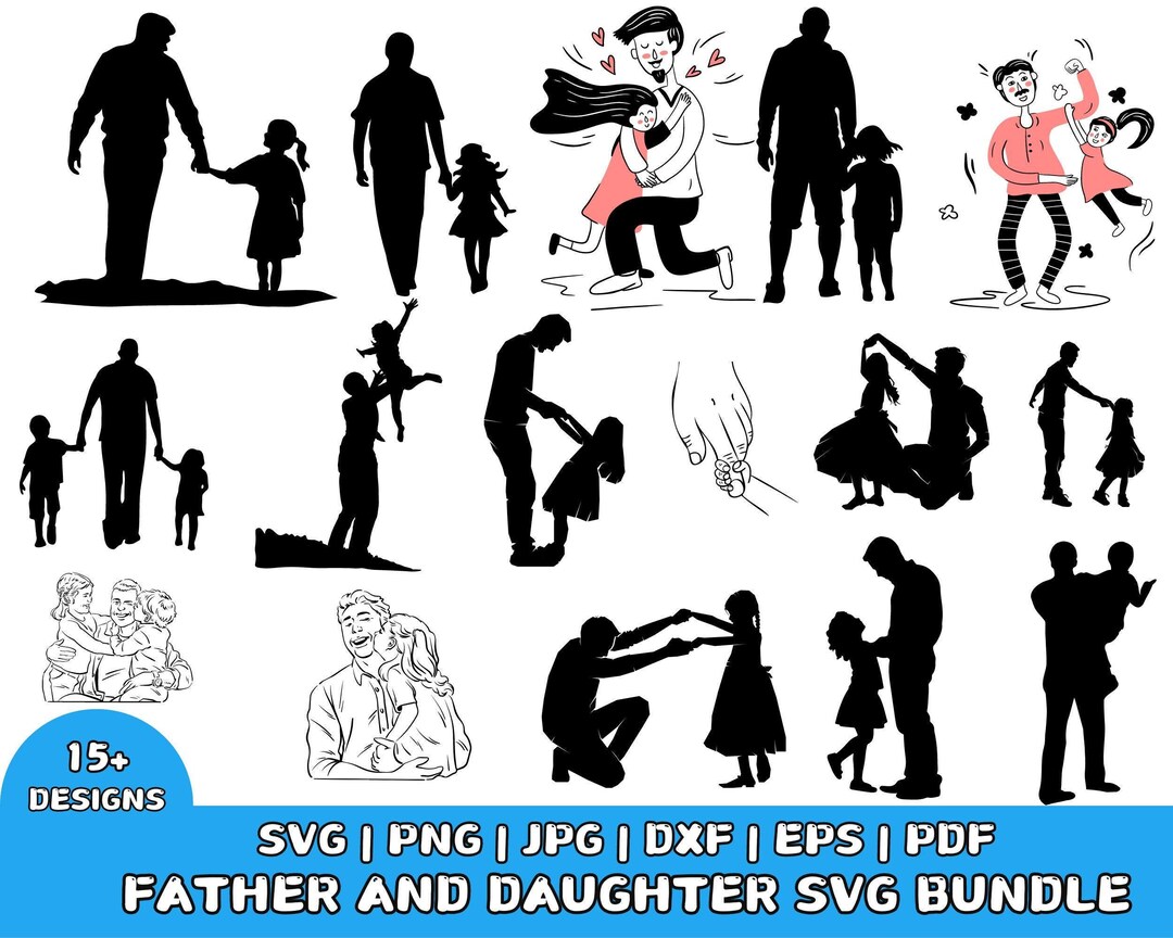 Father Daughter SVG Bundle: Dad Silhouette Cut Files (digital Download ...