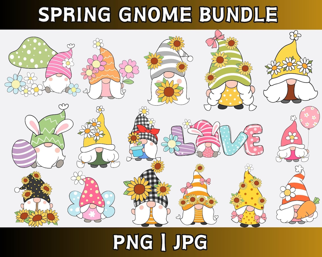 Garden Gnome Clipart | Cute Spring Gnome PNG | Easter and Scrapbooking ...
