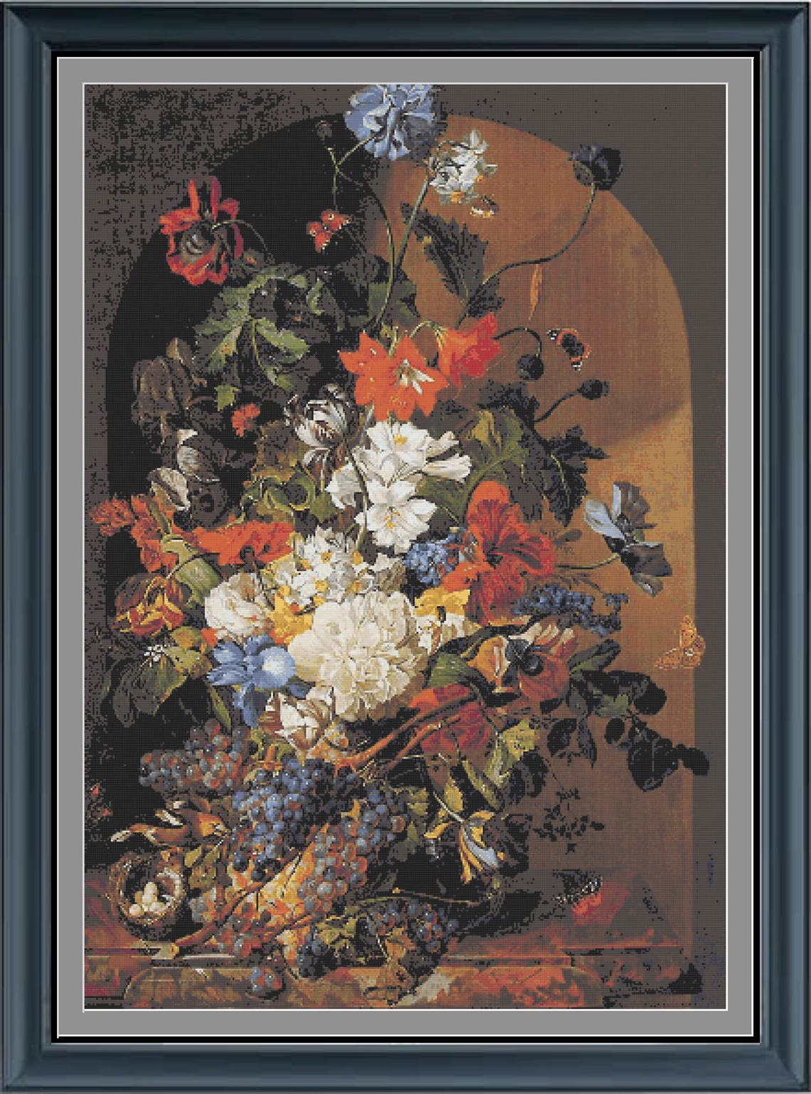 Still Life With Flowers and Grapes Cross Stitch Pattern PDF - Etsy