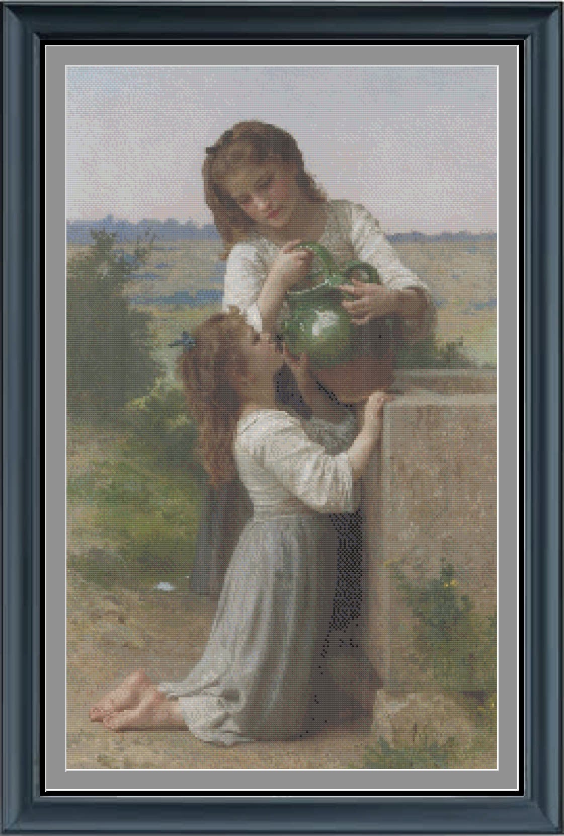 At the Fountain- Cross-stitch Pattern-pdf File-for the Experienced and ...