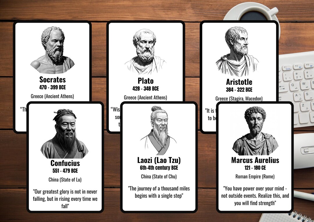 40 Famous Philosophers Flashcards - A Collection of Inspiring Quotes - Etsy