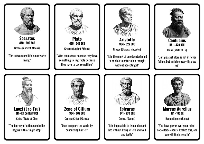 40 Famous Philosophers Flashcards - A Collection of Inspiring Quotes - Etsy