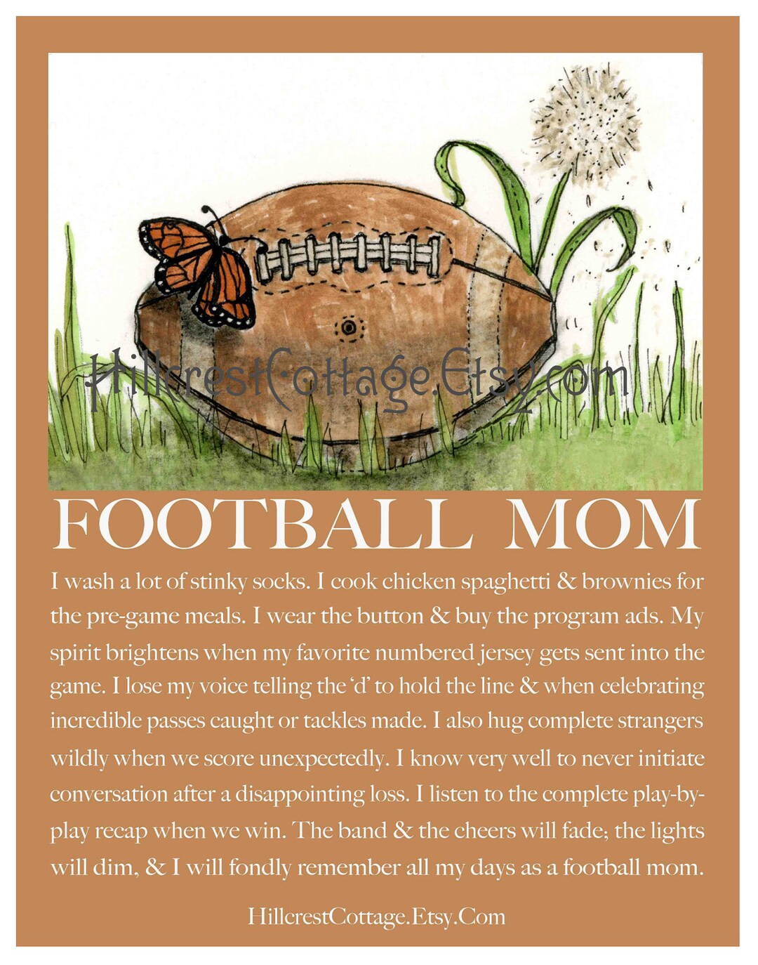 Football Mom Art >print for the Entire Team
