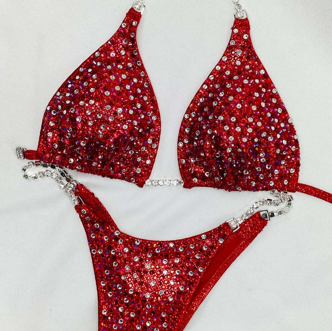 Red Competition Bikini for Body Building Fitness Suit ICN, IFBB, Npc ...