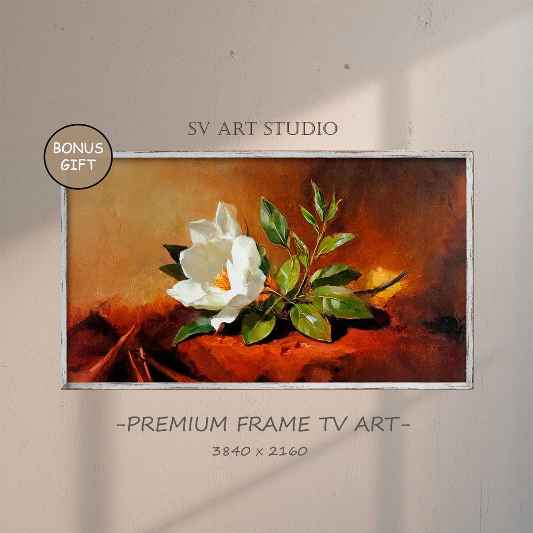 White Magnolia Still Life: Elegant Floral Frame TV Art (4K Instant ...