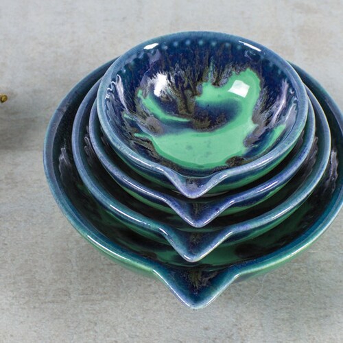 Ceramic Measuring Cups Nesting Prep Bowls Set 4 Mint Green - Etsy