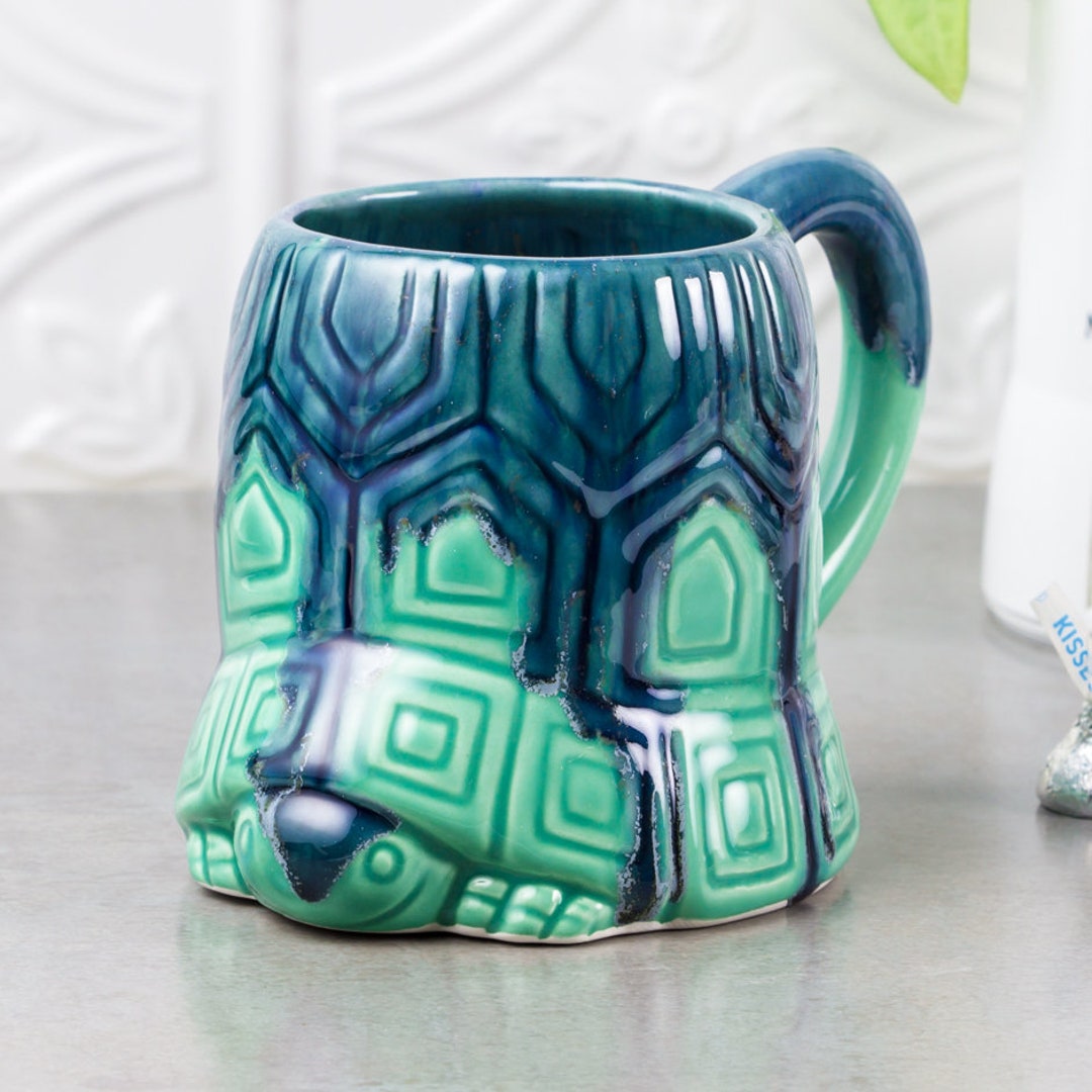 Turtle Mug, Ceramics Coffee Mug, Sea Turtle Gift, Nautical Decor, Mint ...