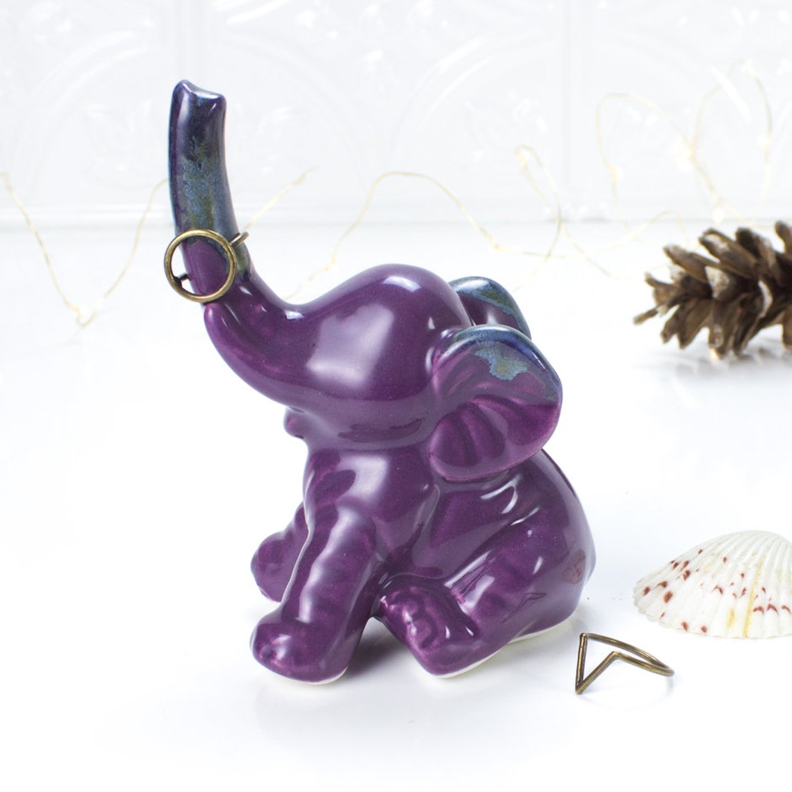 Elephant Ring Holder Ceramic Lucky Elephant Lilac Purple Blue | Etsy