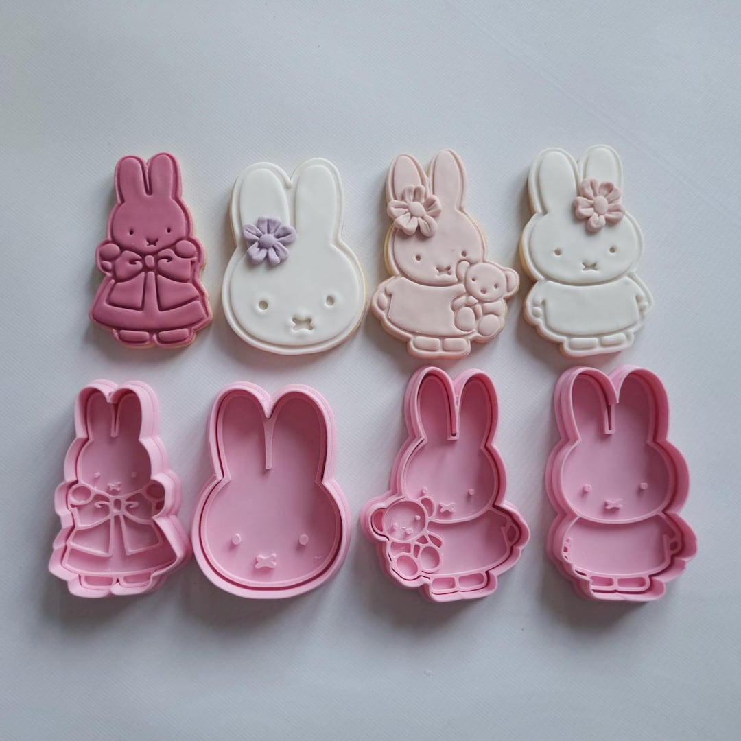 Rabbit Bunny Cookie Cutters Stamp Emboss for Fondant Sugar Cookie - Etsy