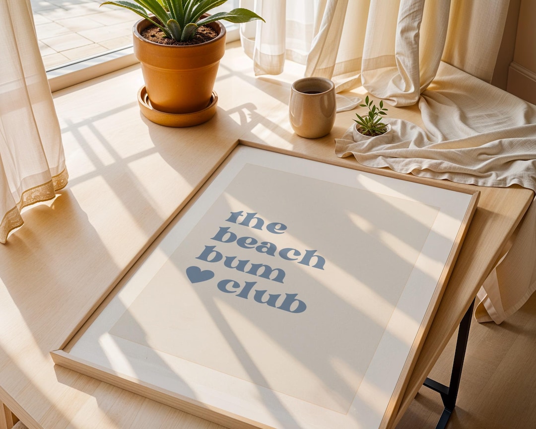The Beach Bum Club Wall Decor, Digital Download, Minimalist Print, Gift ...