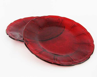 Red depression glass | Etsy