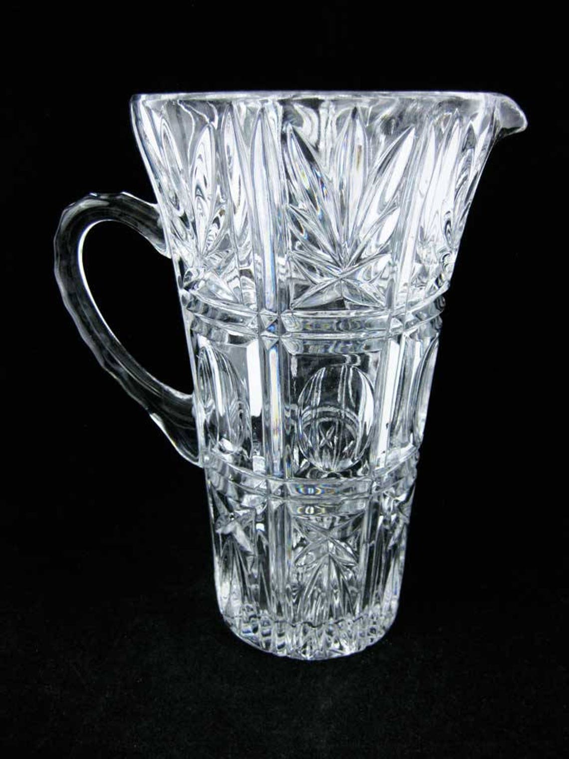 Crystal Clear Glass Pitcher Thumb Print Ovals Shooting Stars | Etsy